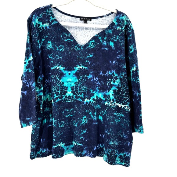 Tribal | Tops | Tribal Tie Dye Vneck Tunic Top Womens Xxl Multicolor ...